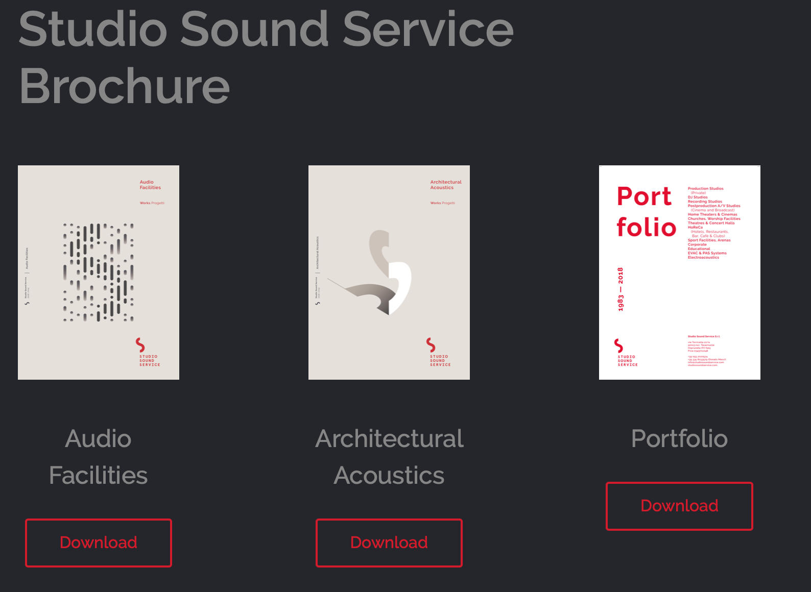 New Brochures online! — Studio Sound Service